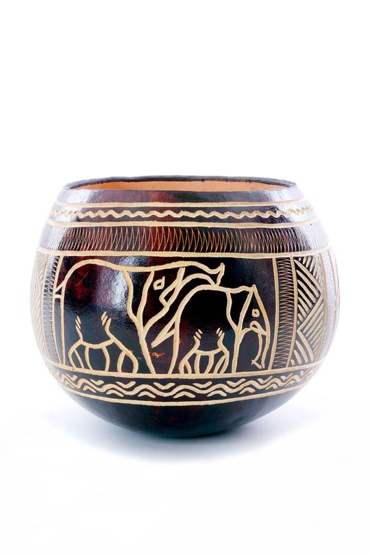Carved Calabash Gourd Vessel with Assorted Designs | Afrotise.com